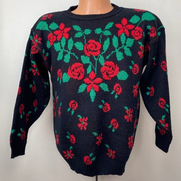 G.F.C. | Sweaters | Vintage 98s Floral Sweater Gfc Size Medium Metallic ...